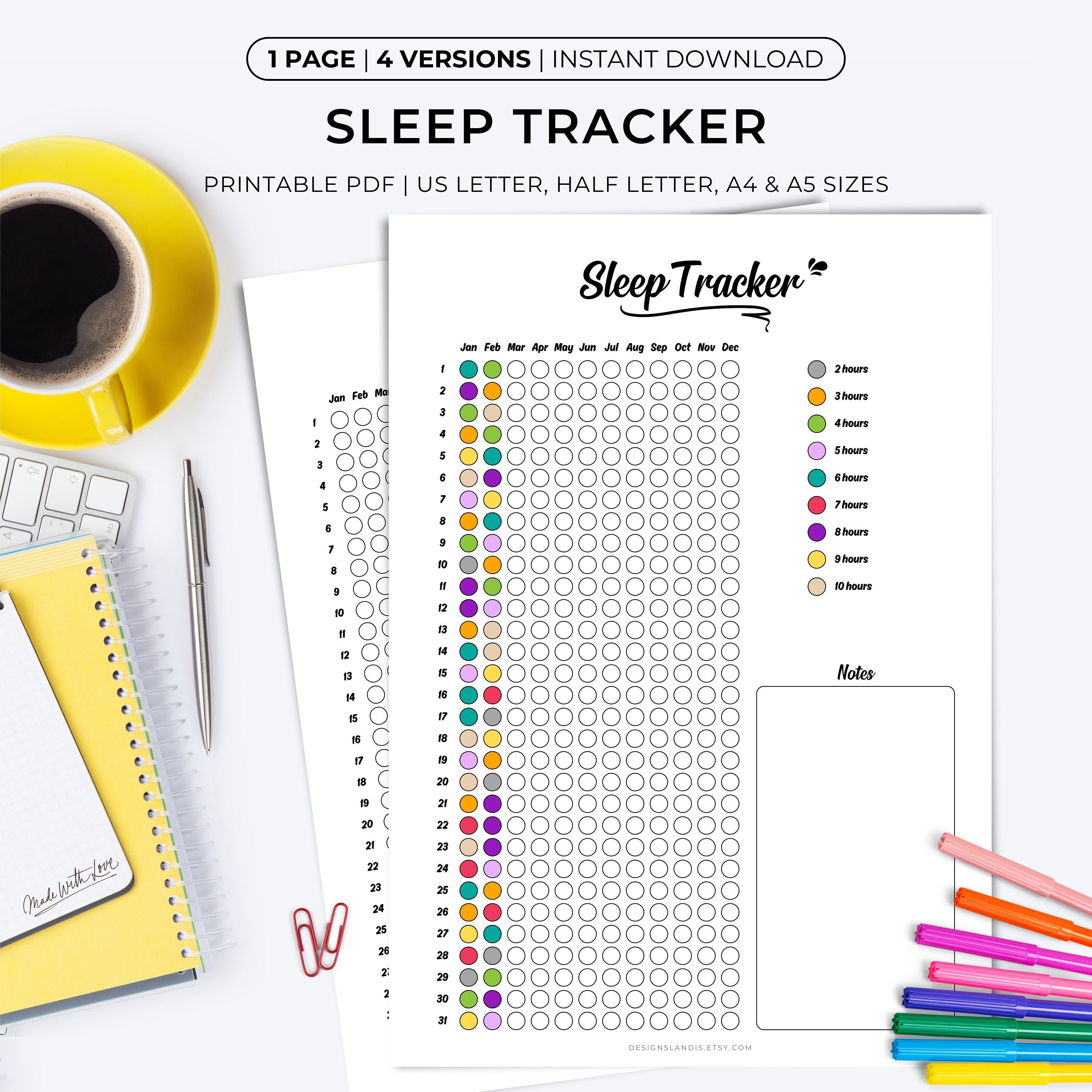 Sleep Tracker Printable, Monthly Sleep Log, Sleep Analysis Chart, Sleep ...