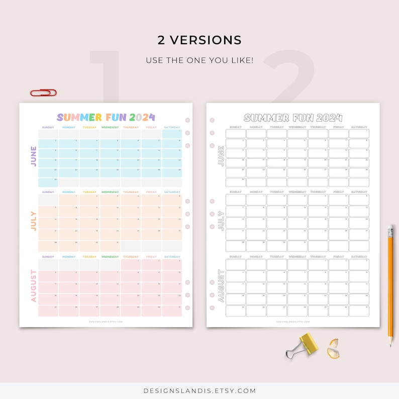 2024 Summer Calendar Poster Printable, Summer Activities Calendar ...