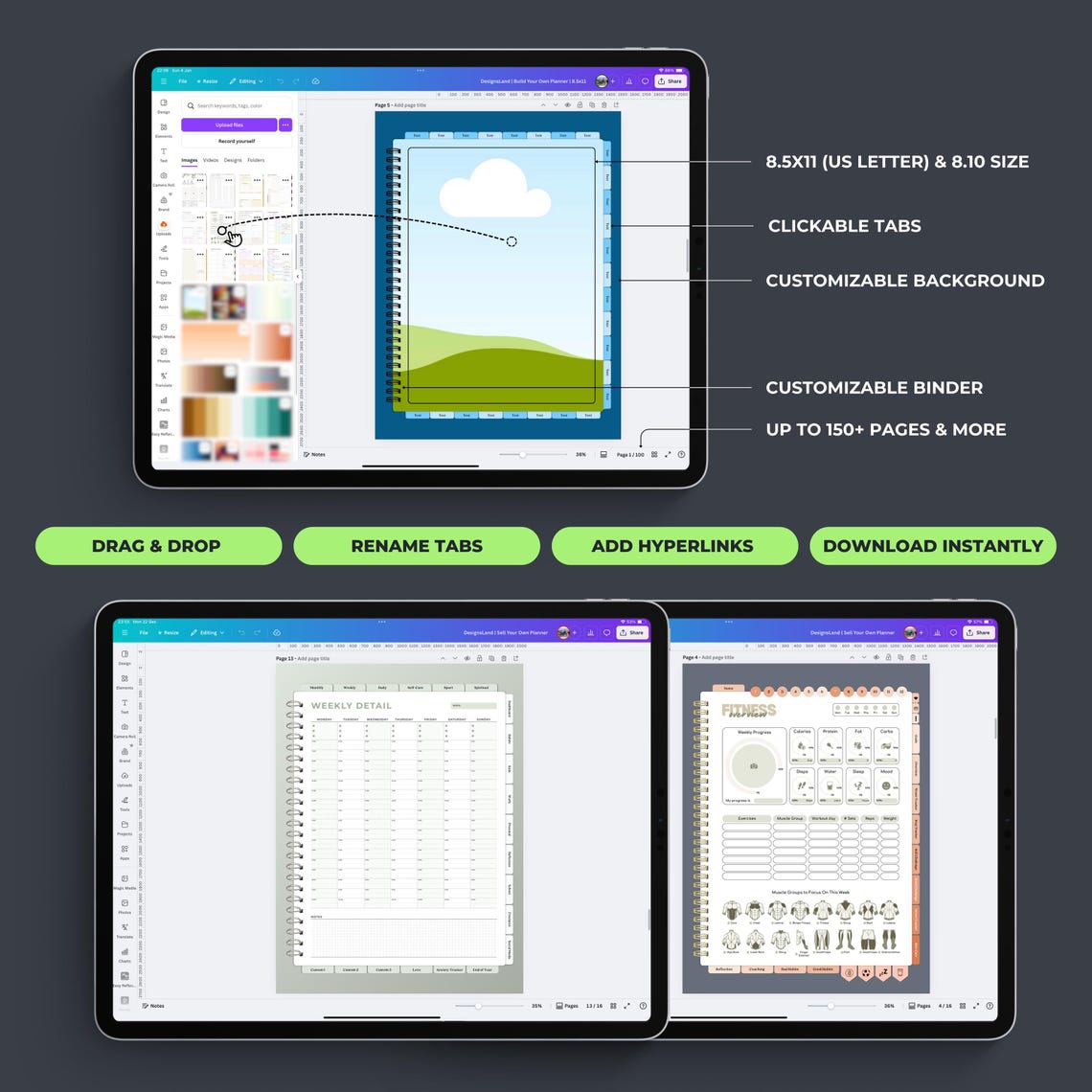 Editable Digital Planner Mockup for Sell. DIY Canva Digital Planner ...