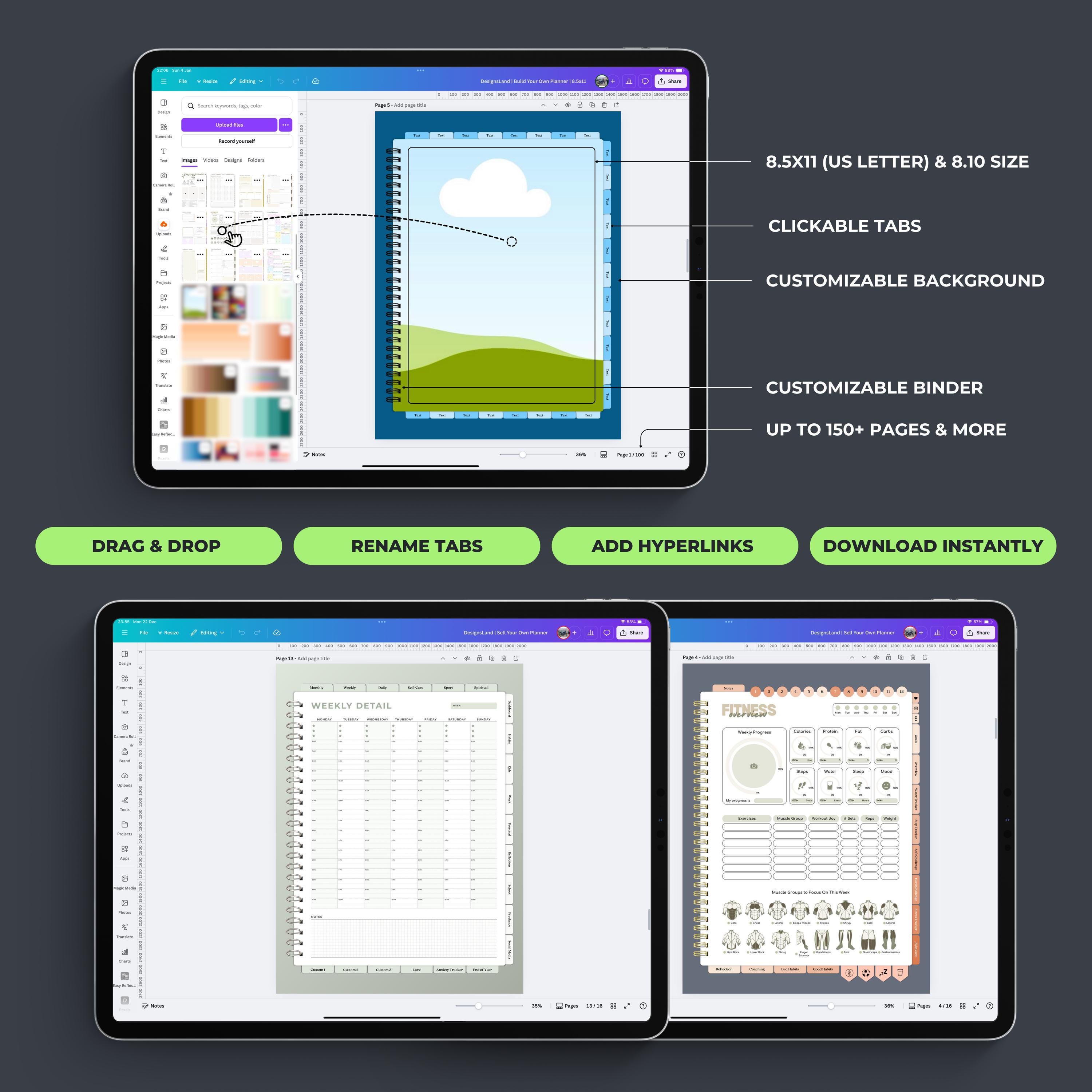 Editable Digital Planner Mockup for Sell. DIY Canva Digital Planner ...