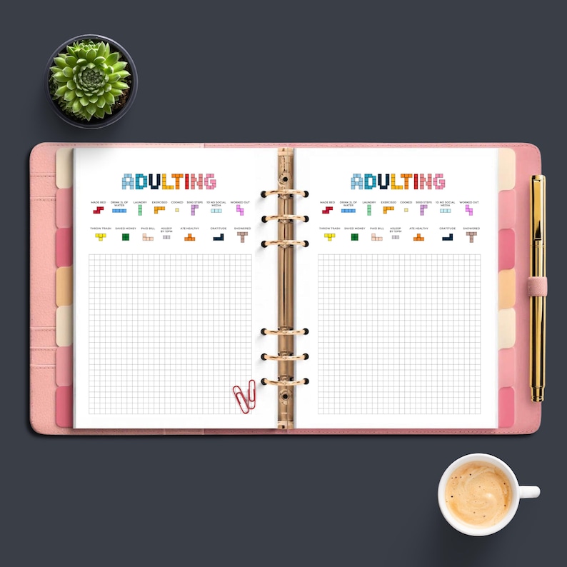 Tetris Adulting Tracker Printable Log. Fun Habit Tracker. Adult Routine ...