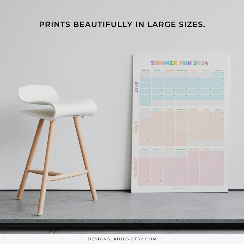 2024 Summer Calendar Poster Printable, Summer Activities Calendar ...
