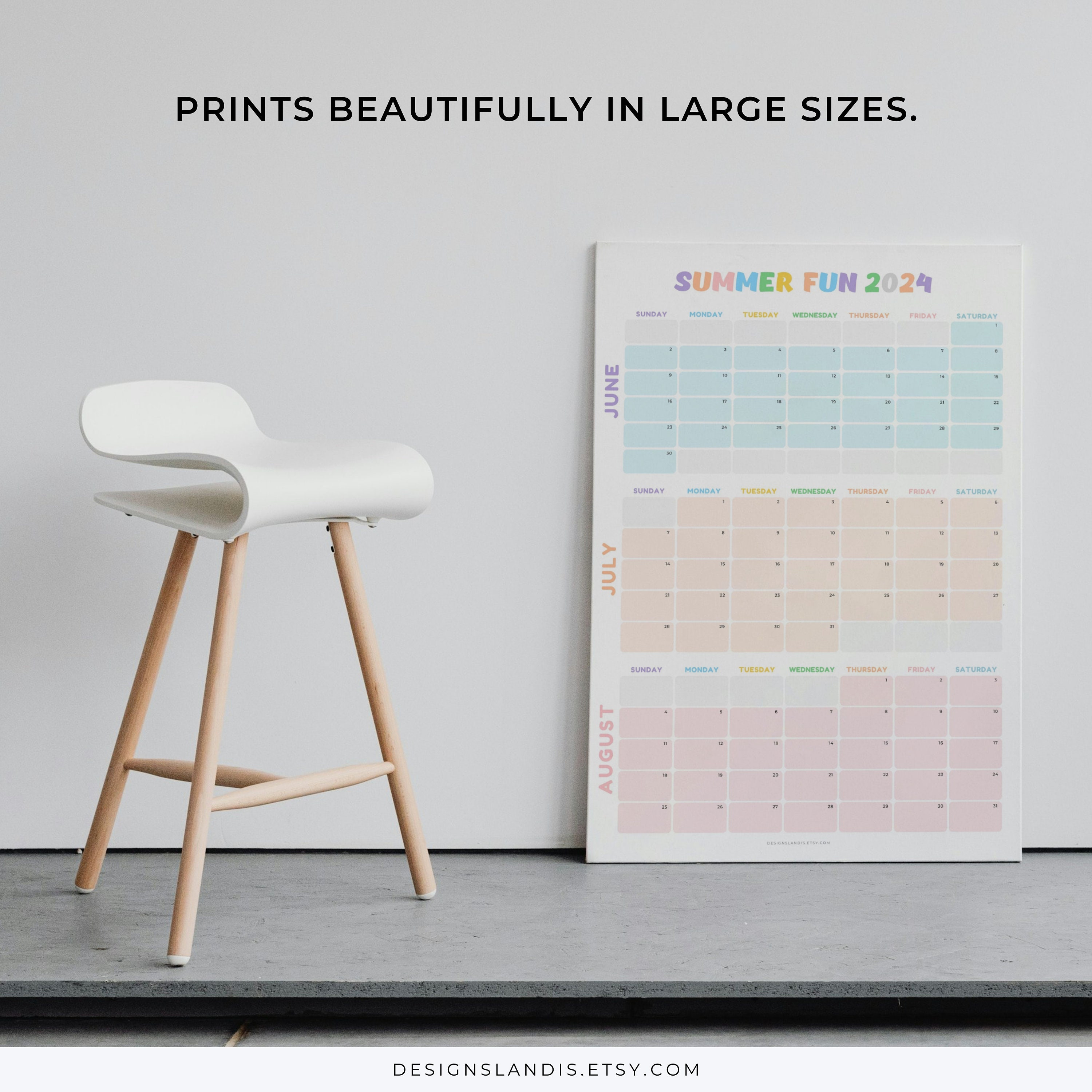 2024 Summer Calendar Poster Printable, Summer Activities Calendar ...