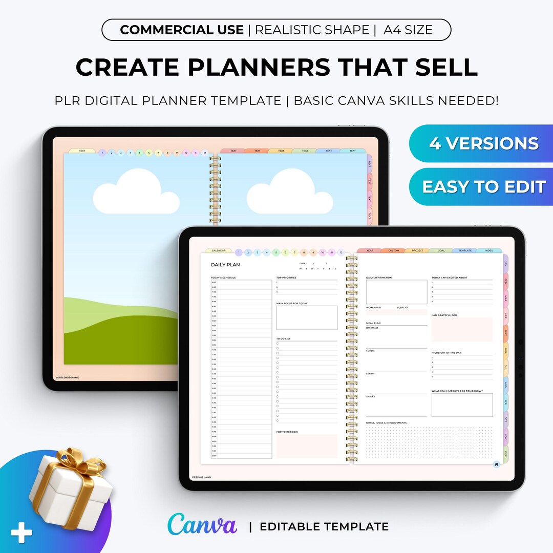 PLR Canva Planner Template to Sell, PLR Digital Planner Frame, Custom Canva Journal Frame ...