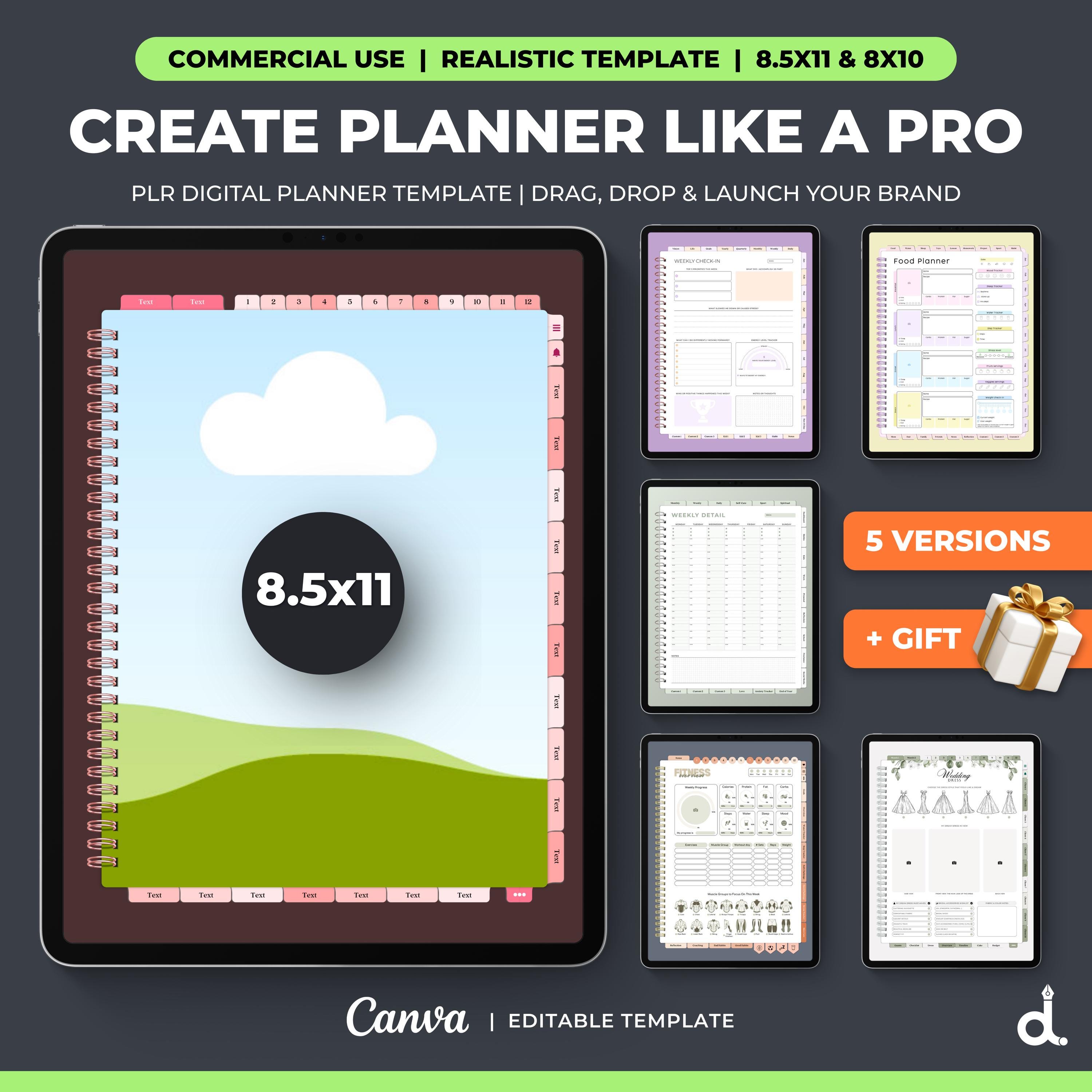 Editable Digital Planner Mockup for Sell. DIY Canva Digital Planner ...