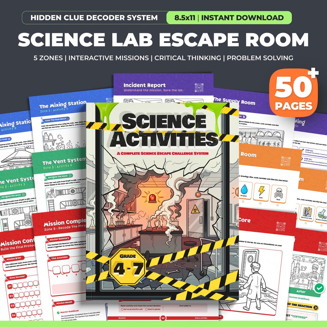Science Lab Escape Room Kit Printable for Classroom. Kids & Teens ...