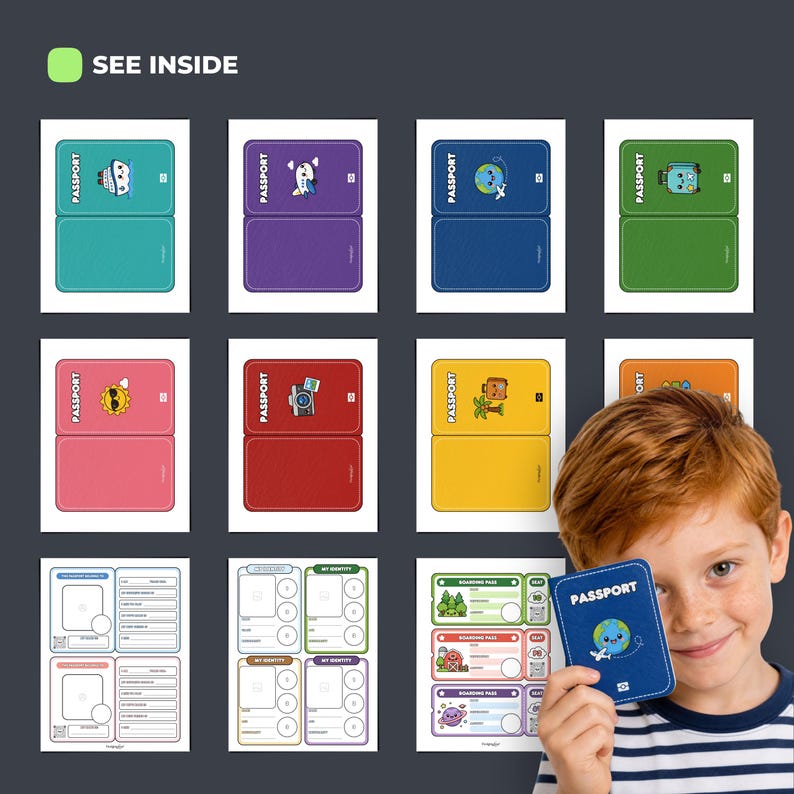Kids Passport Template Bundle Printable. Students Pretend Play Passport ...