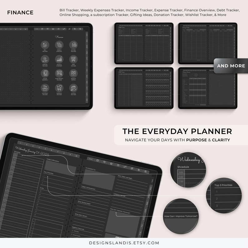 2025 Minimalist Digital Planner in Dark Mode for Goodnotes & Notability ...