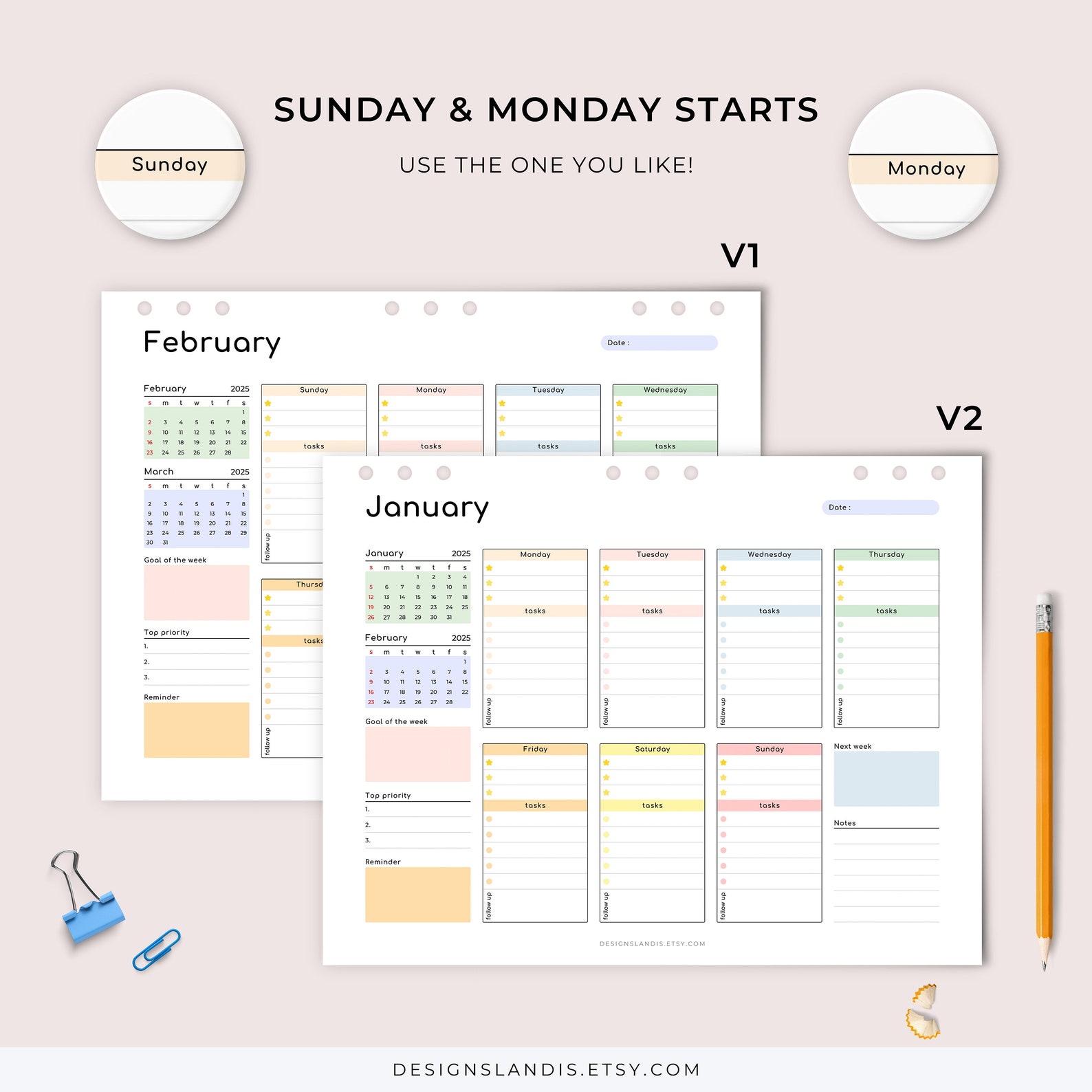 2025 Weekly Planner Printable, 2025 Calendar, 2025 Monthly Planner ...