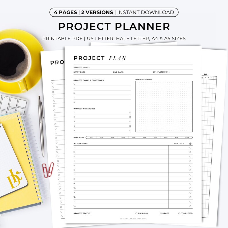 Project Planner Printable, Project Tracker, Project Management, Task ...