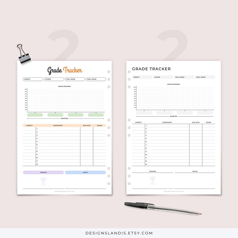 Grade Tracker Printable, Assignment Tracker, Teacher Grade Log, Student ...