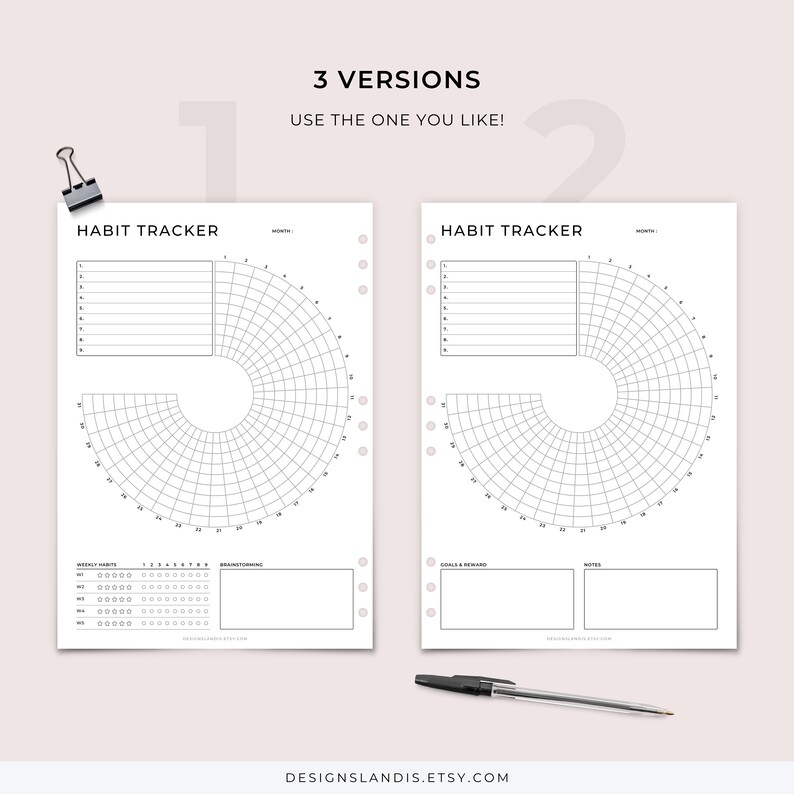 Circle Habit Tracker Printable, Monthly Habit Tracker, Habit Challenge ...