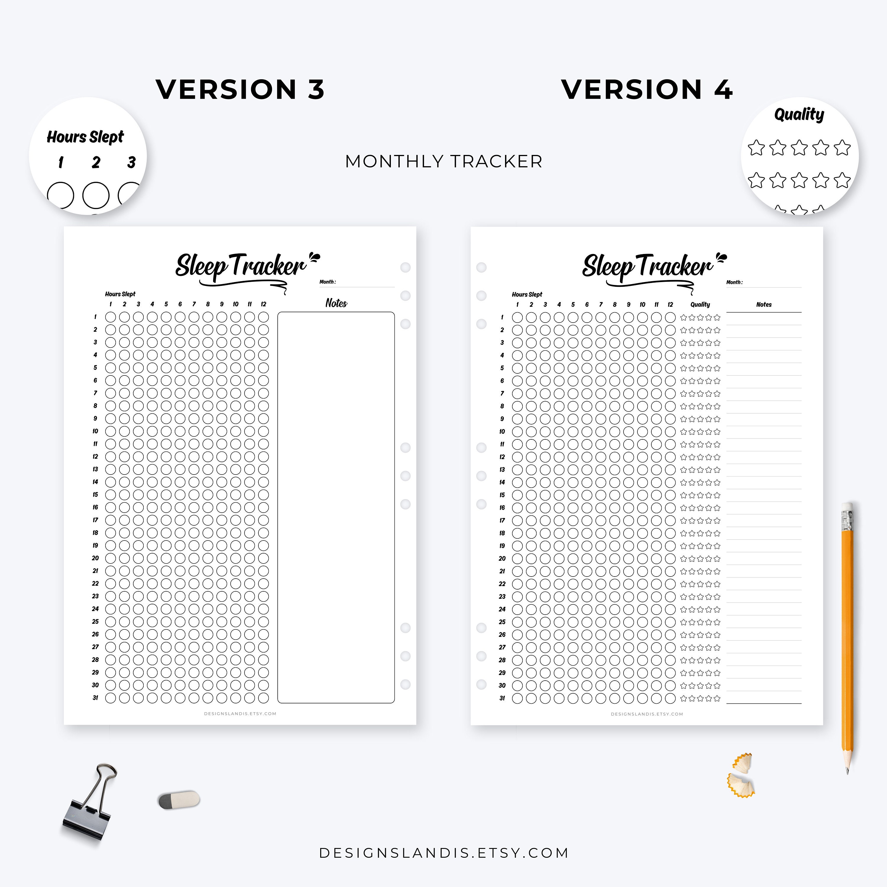Sleep Tracker Printable, Monthly Sleep Log, Sleep Analysis Chart, Sleep ...
