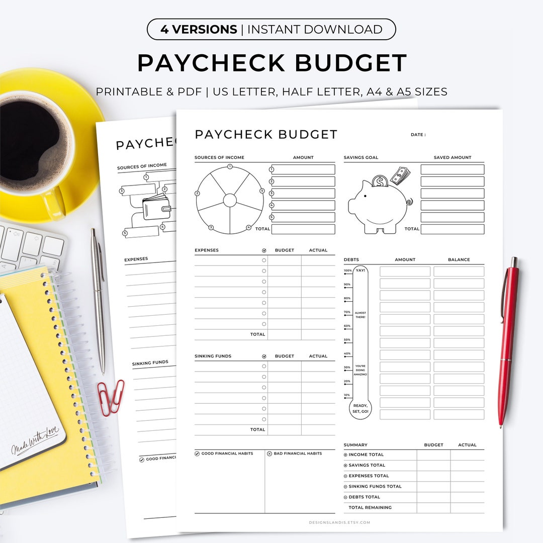 Paycheck Budget Printable Planner, Budget by Paycheck, Monthly Budget ...