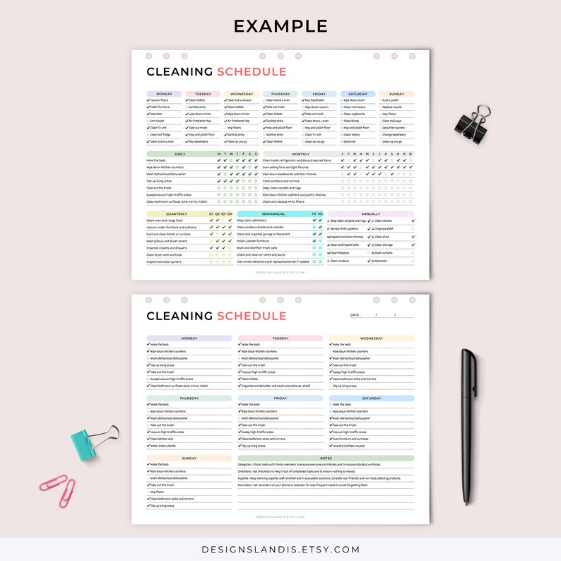 Cleaning Schedule Printable, Weekly Cleaning Checklist, Daily Cleaning ...