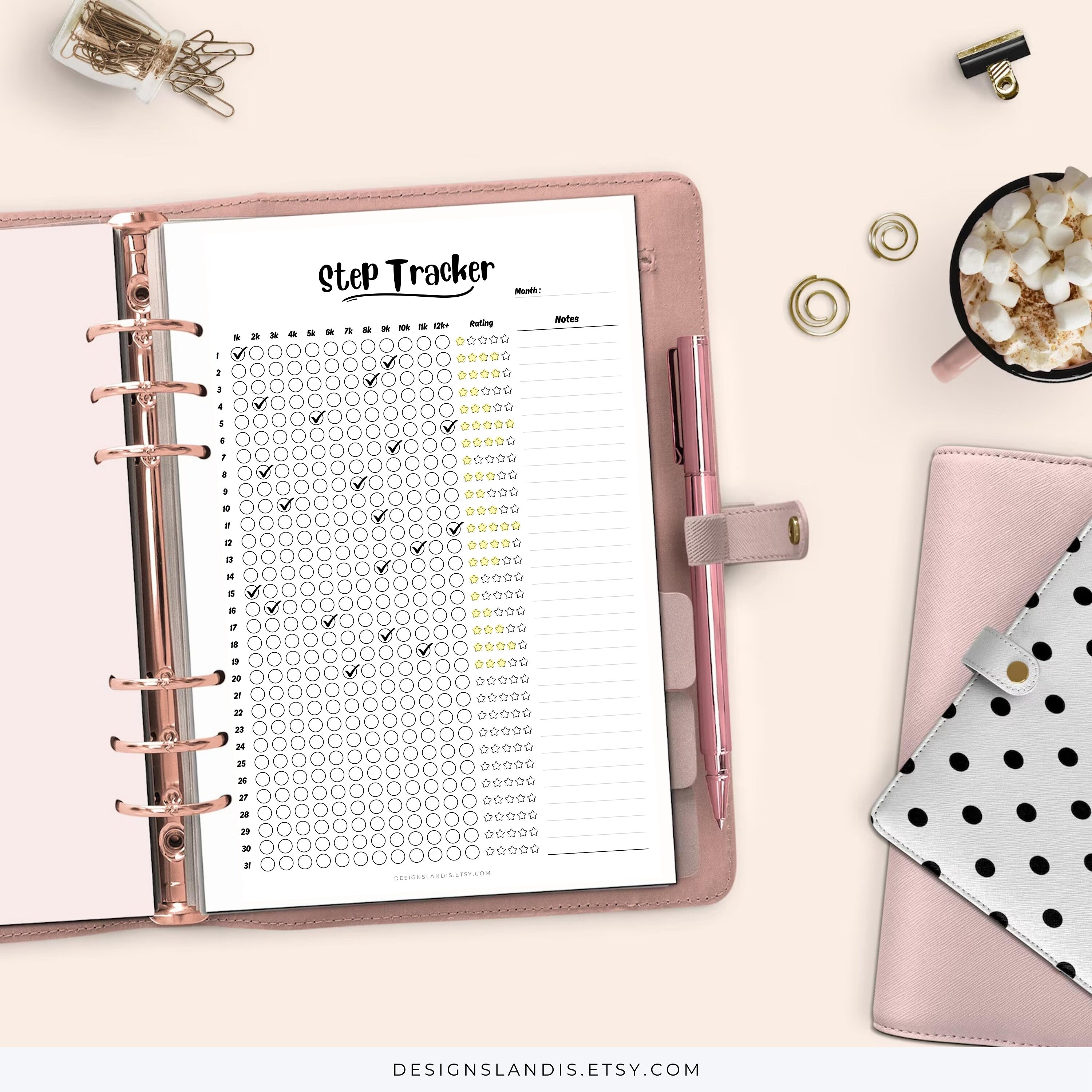 Step Tracker Printable, Daily Step Record, Yearly Step Tracker, Step ...