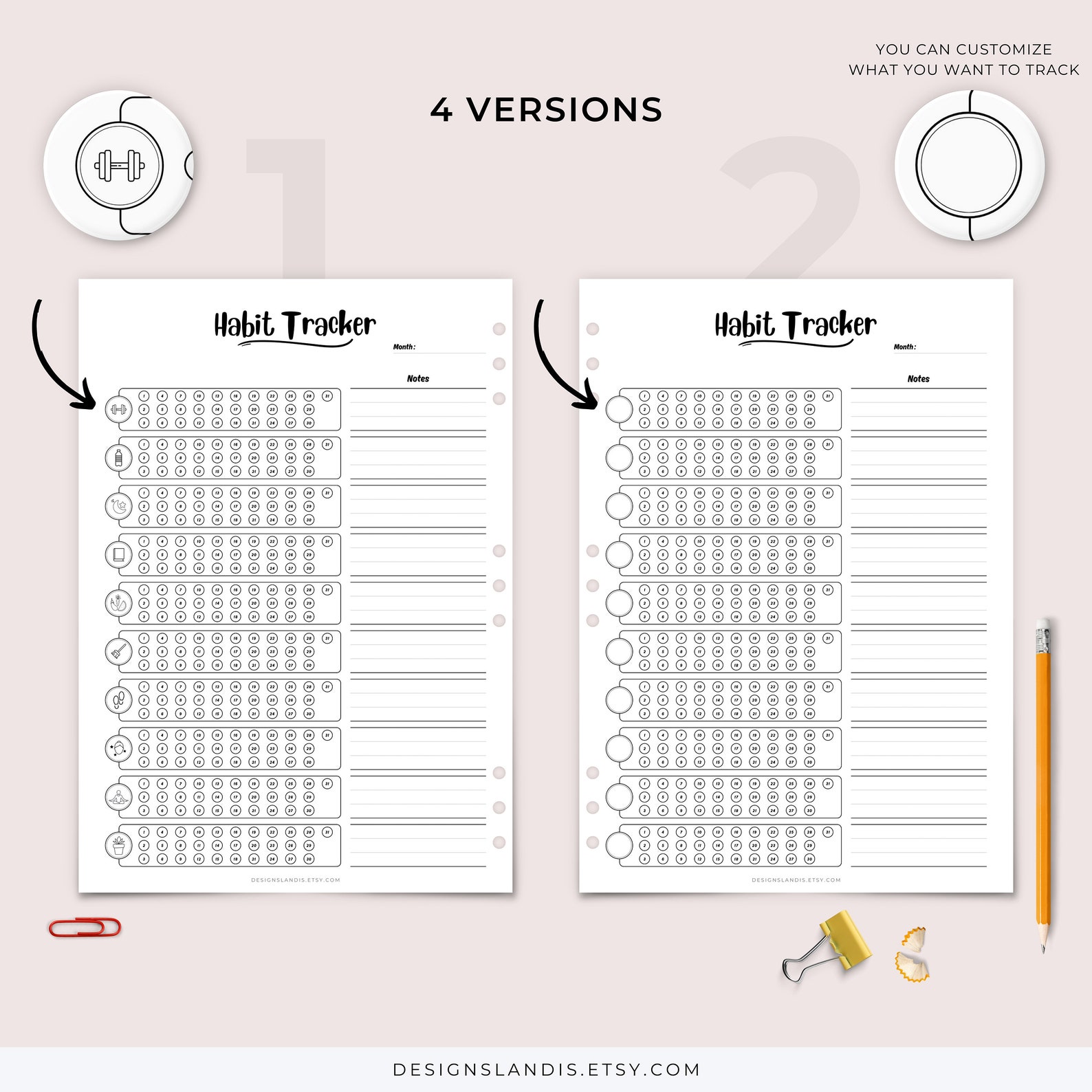 Habit Tracker Printable, Monthly Habit Tracker, Activity Tracker, Daily ...