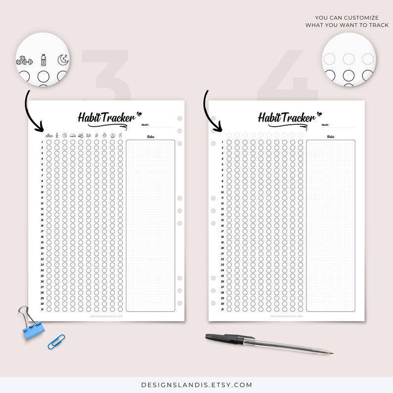 Habit Tracker Printable, Monthly Habit Tracker, Activity Tracker, Daily ...