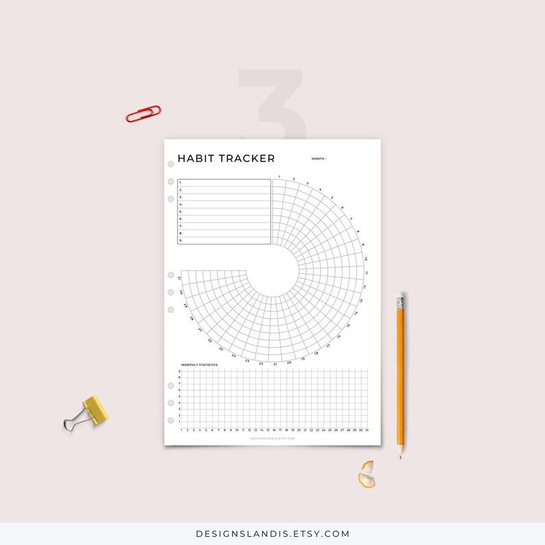 Circle Habit Tracker Printable, Monthly Habit Tracker, Habit Challenge ...