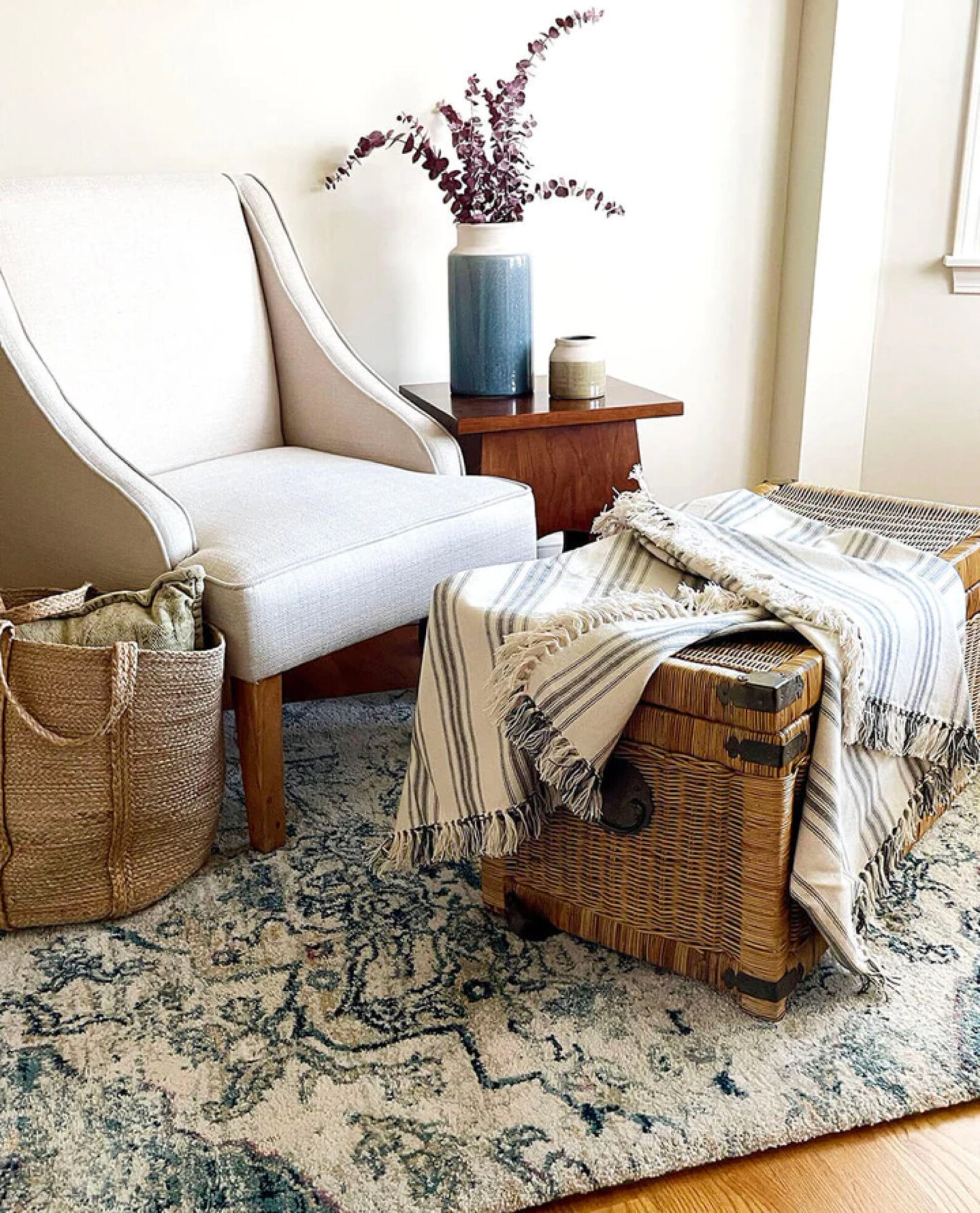 Cream and Pewter Grain Sack Throw - Etsy