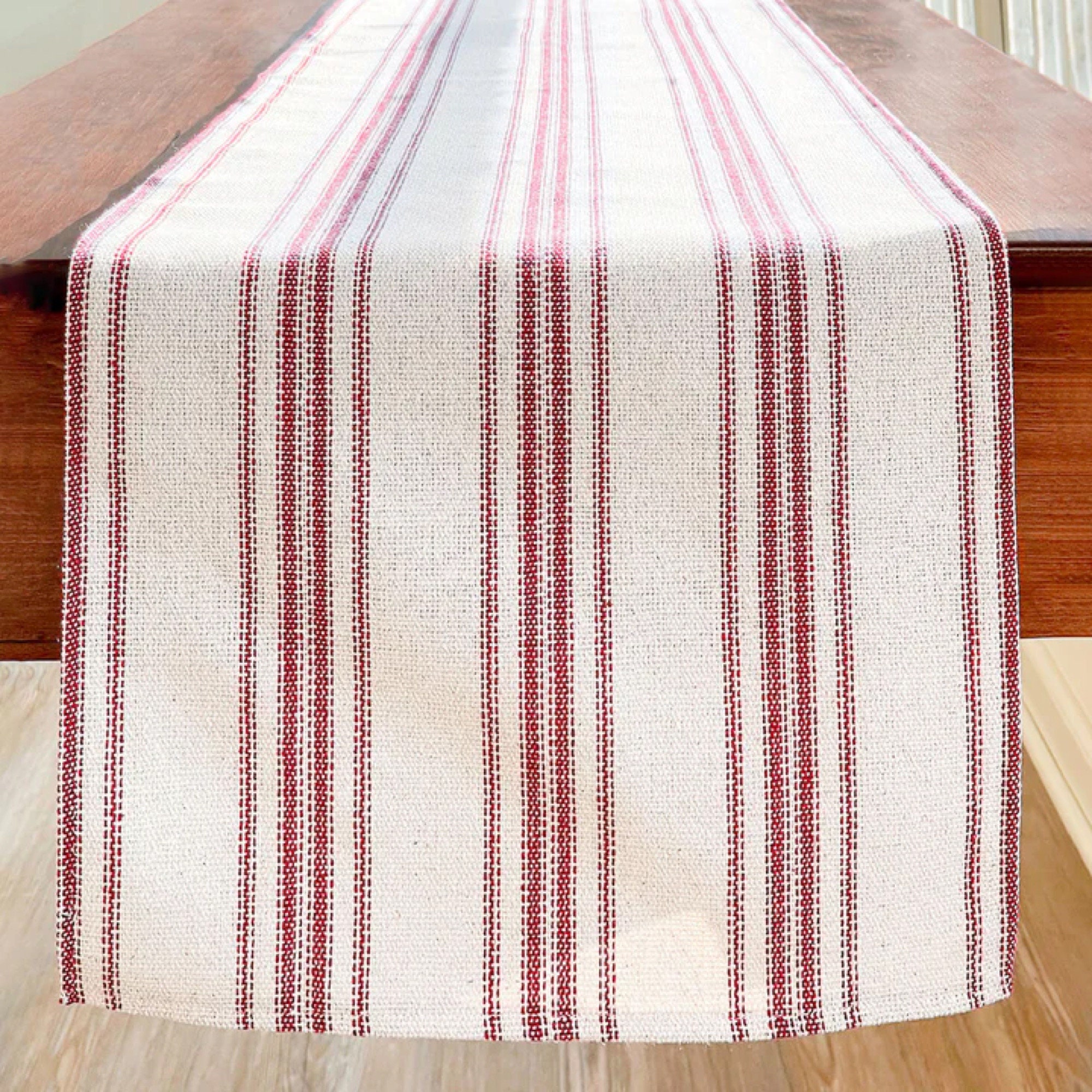 Red Farmhouse Stripe Table Runner - Etsy