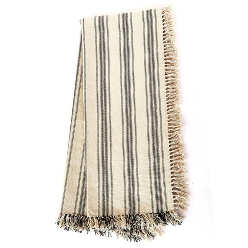 Cream and Pewter Grain Sack Throw - Etsy