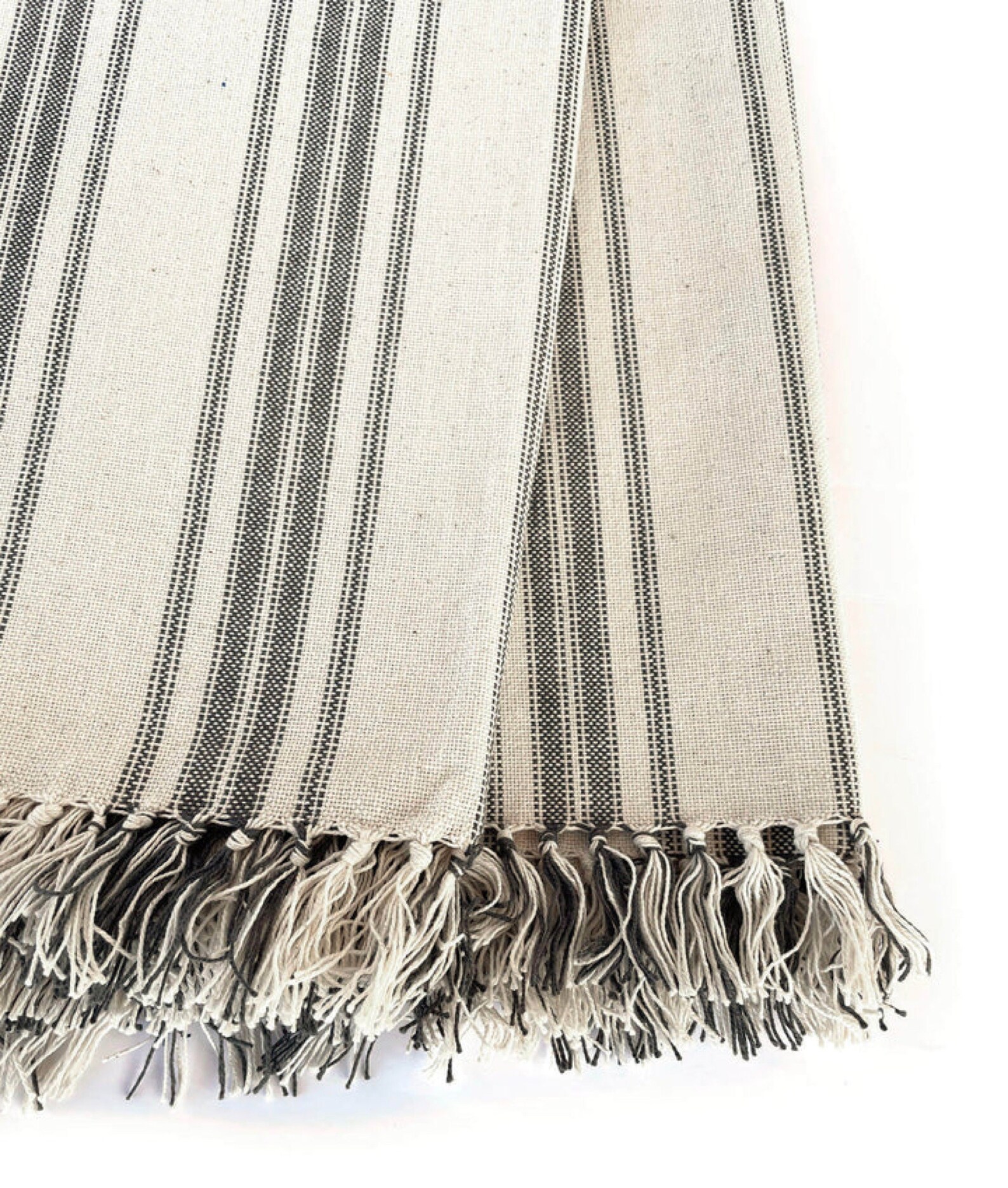 Cream and Pewter Grain Sack Throw - Etsy
