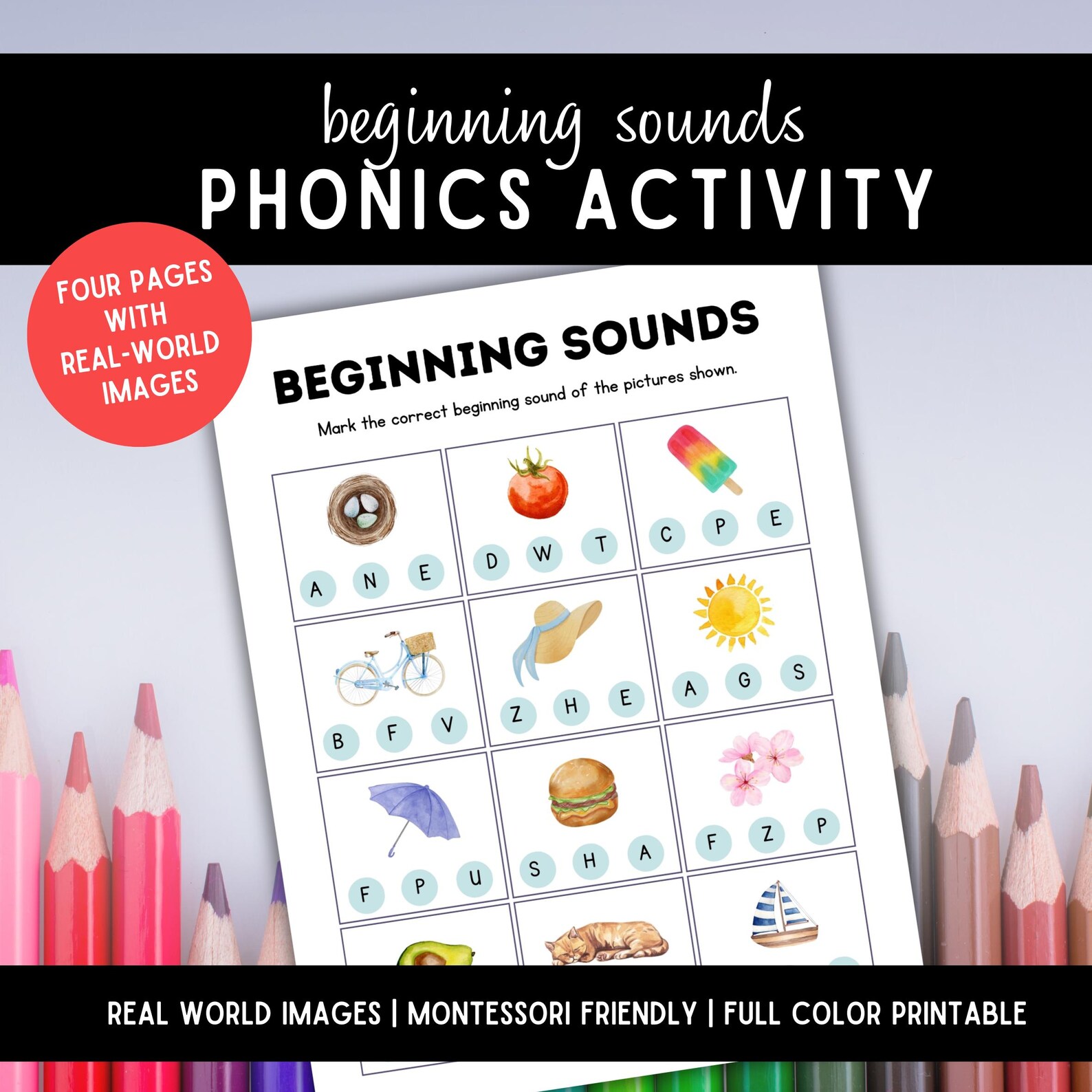 Beginning Sounds Phonics Worksheet | Early Reading | at Home Learning ...