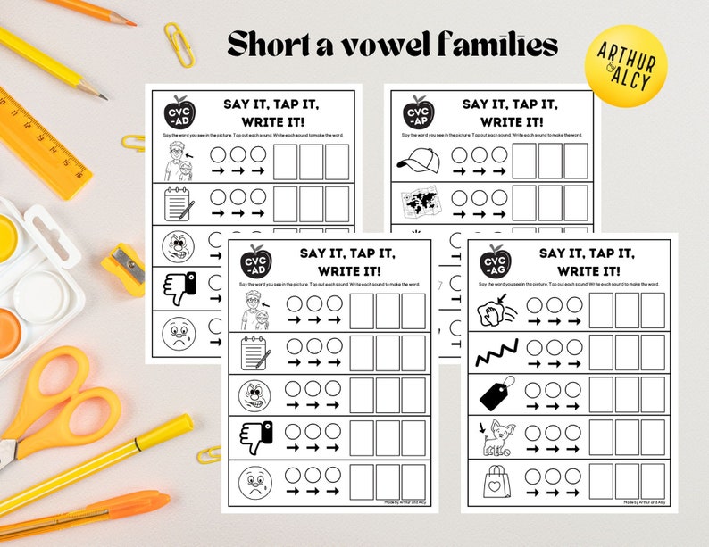 Short Vowel CVC Word Families: Tap, Blend & Write Printable (digital ...