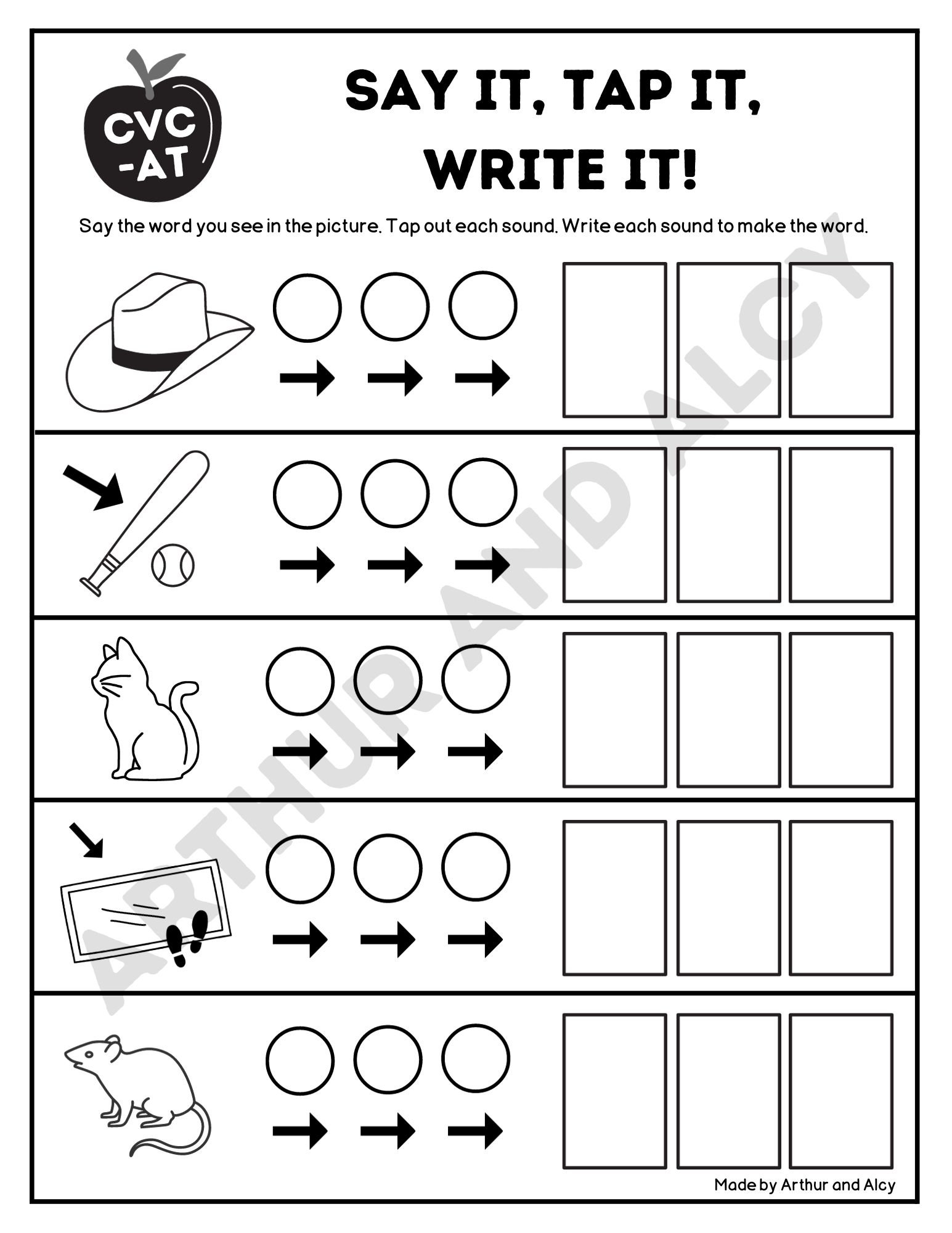 Short Vowel CVC Word Families: Tap, Blend & Write Printable (digital ...