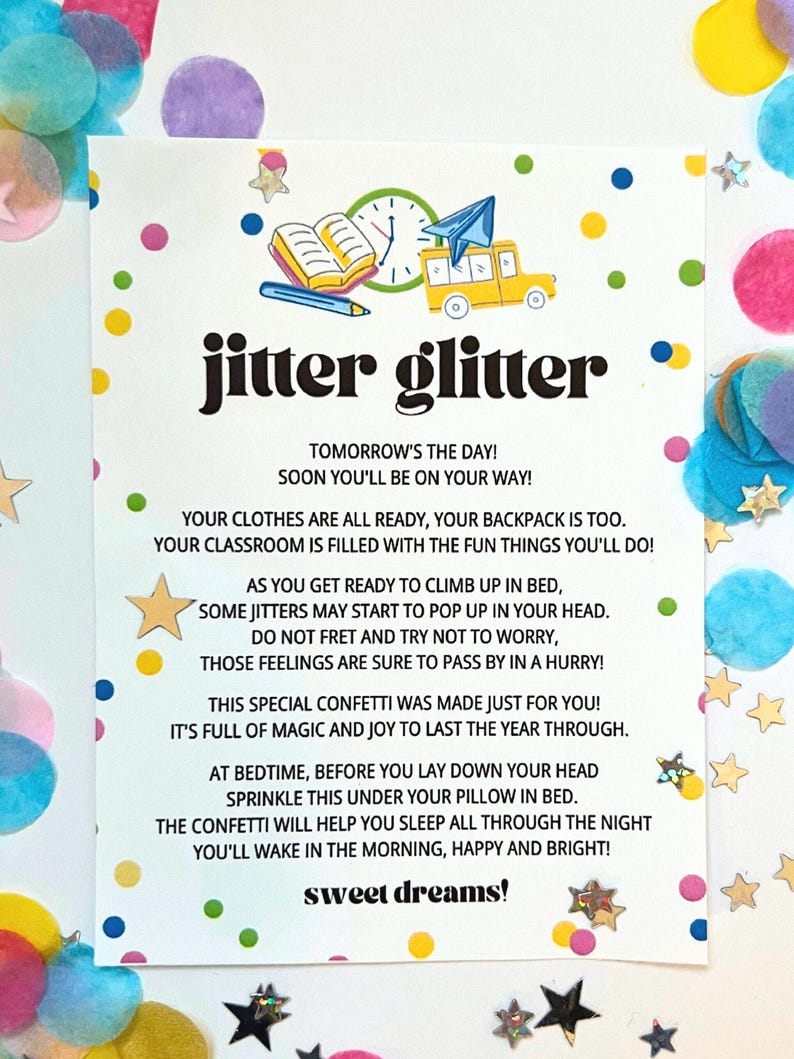 Jitter Glitter Confetti: Back to School Student Gift With Poem - Etsy