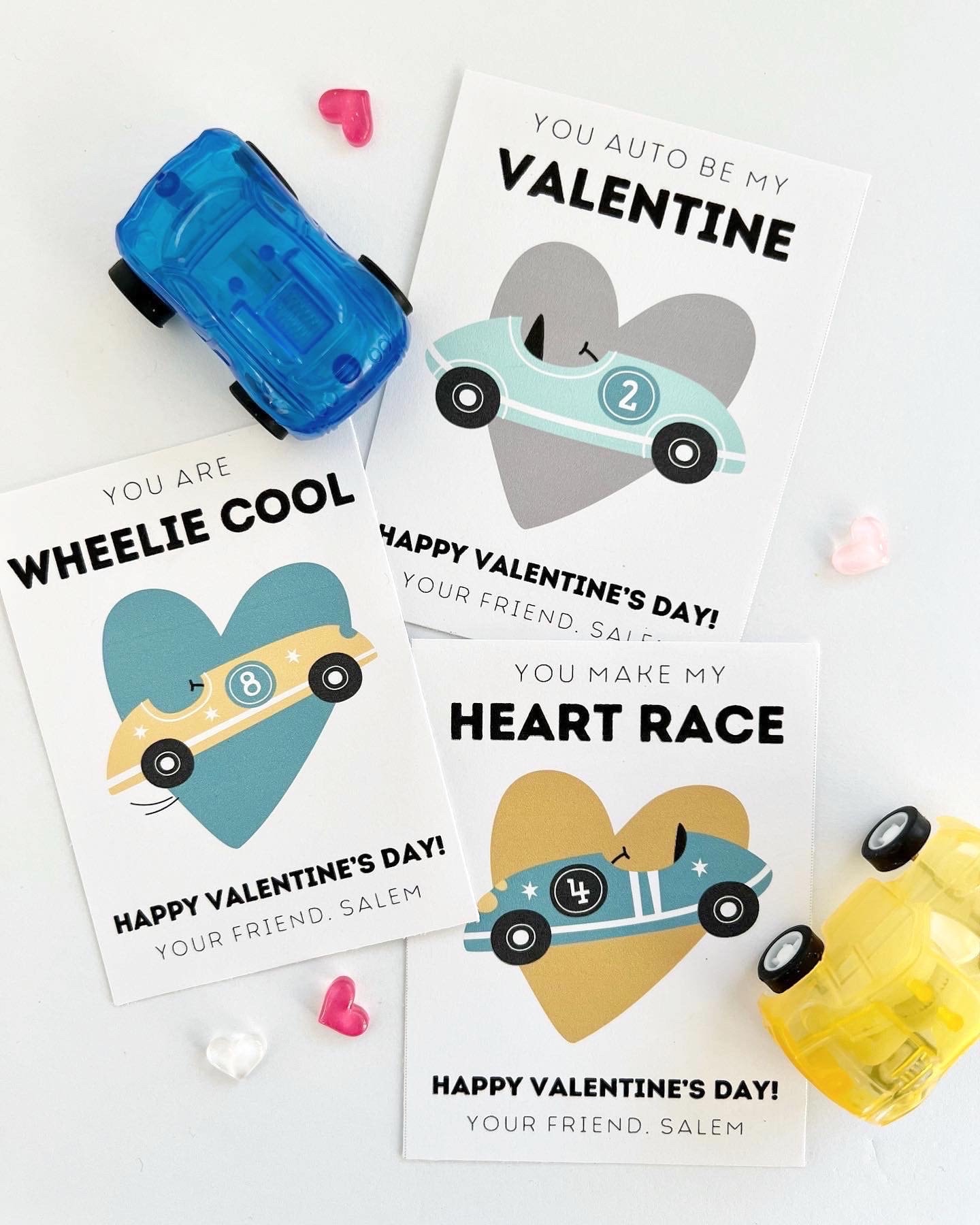 Kids Race Car Valentine Tag: Customizable Classroom Card (digital ...
