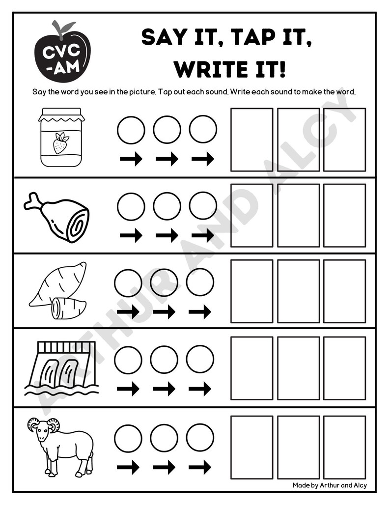Short Vowel CVC Word Families: Tap, Blend & Write Printable (digital ...