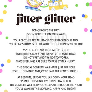 Jitter Glitter Confetti: Back to School Student Gift With Poem - Etsy