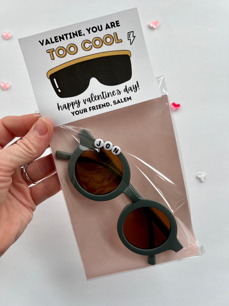 Kids Sunglasses Valentine Tag Customizable Toddler Classroom Valentine ...