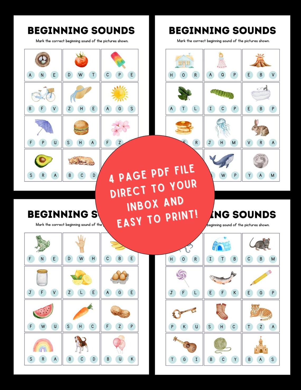 Beginning Sounds Phonics Worksheet | Early Reading | at Home Learning ...