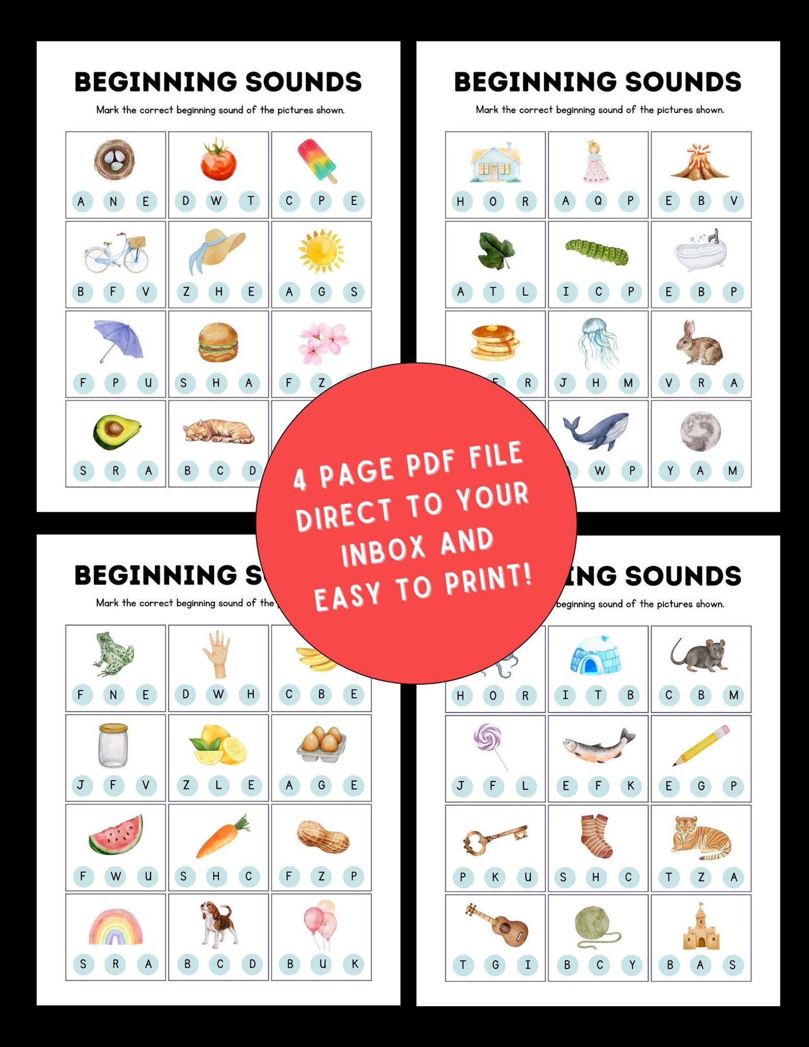 Beginning Sounds Phonics Worksheet | Early Reading | at Home Learning ...