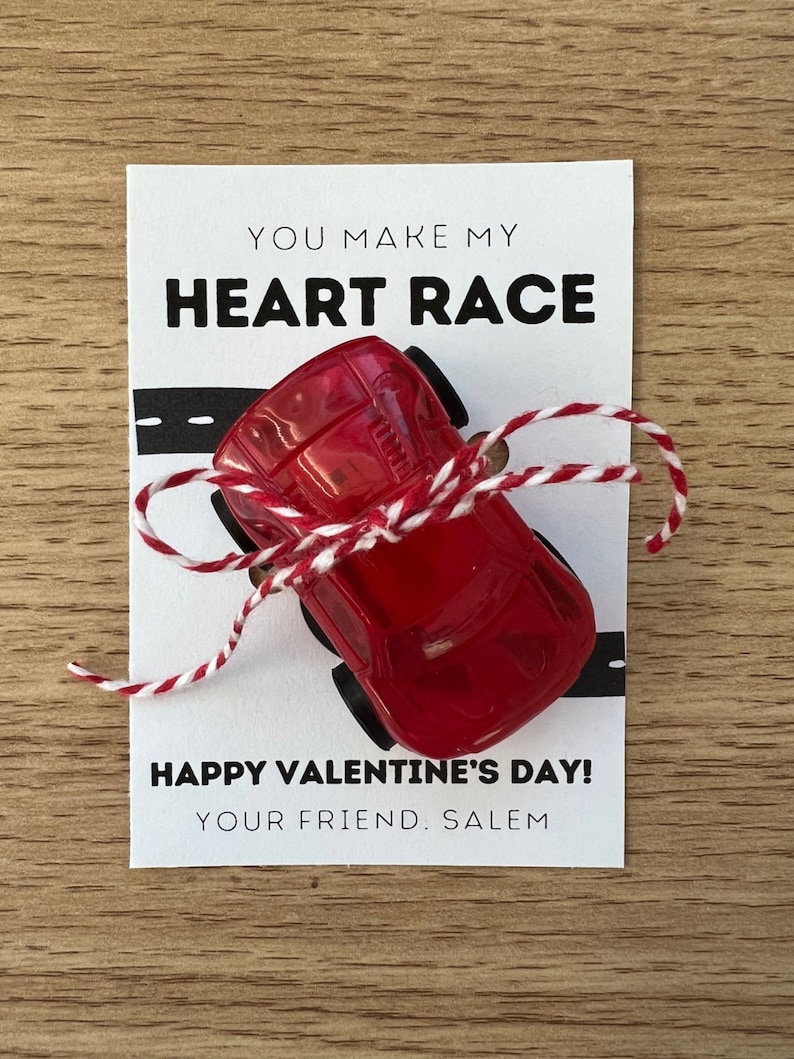 Kids Race Car Valentine Tag: Customizable Classroom Card (digital ...