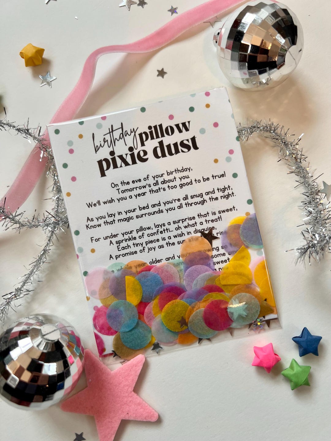 Birthday Eve Confetti, Birthday Pillow Pixie Dust, Ready Confetti, Toddler Kids Gift, Birthday ...
