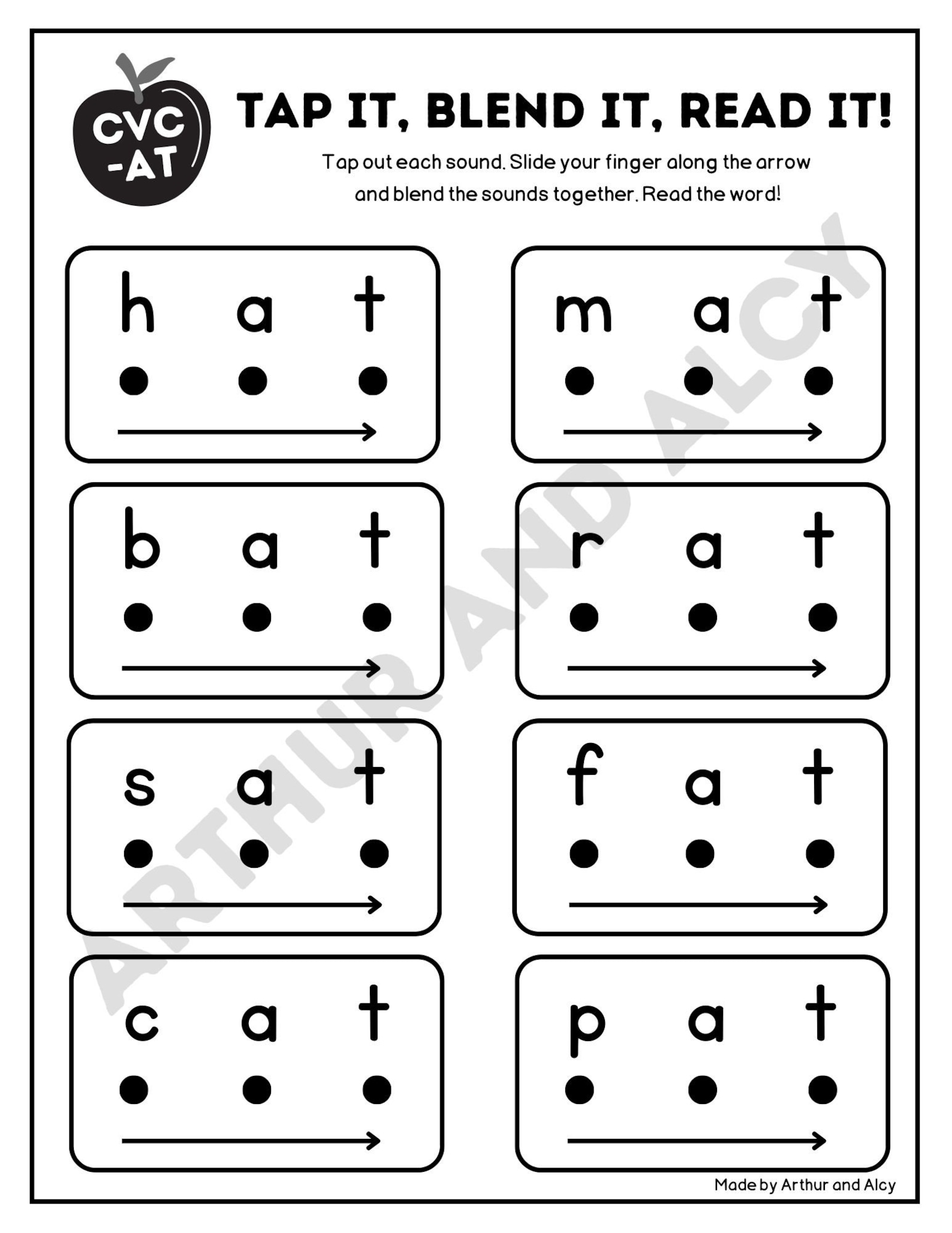 Tap and Blend Decoding Activity, Short Vowels, Early Childhood, CVC ...
