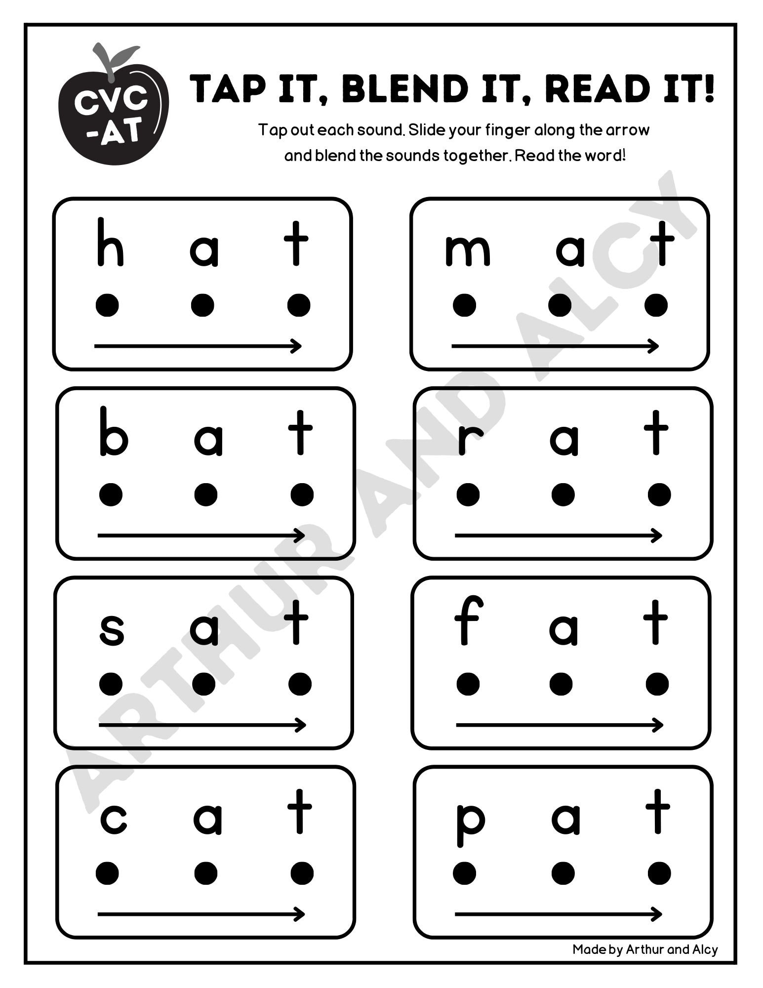 Tap and Blend Decoding Activity, Short Vowels, Early Childhood, CVC ...