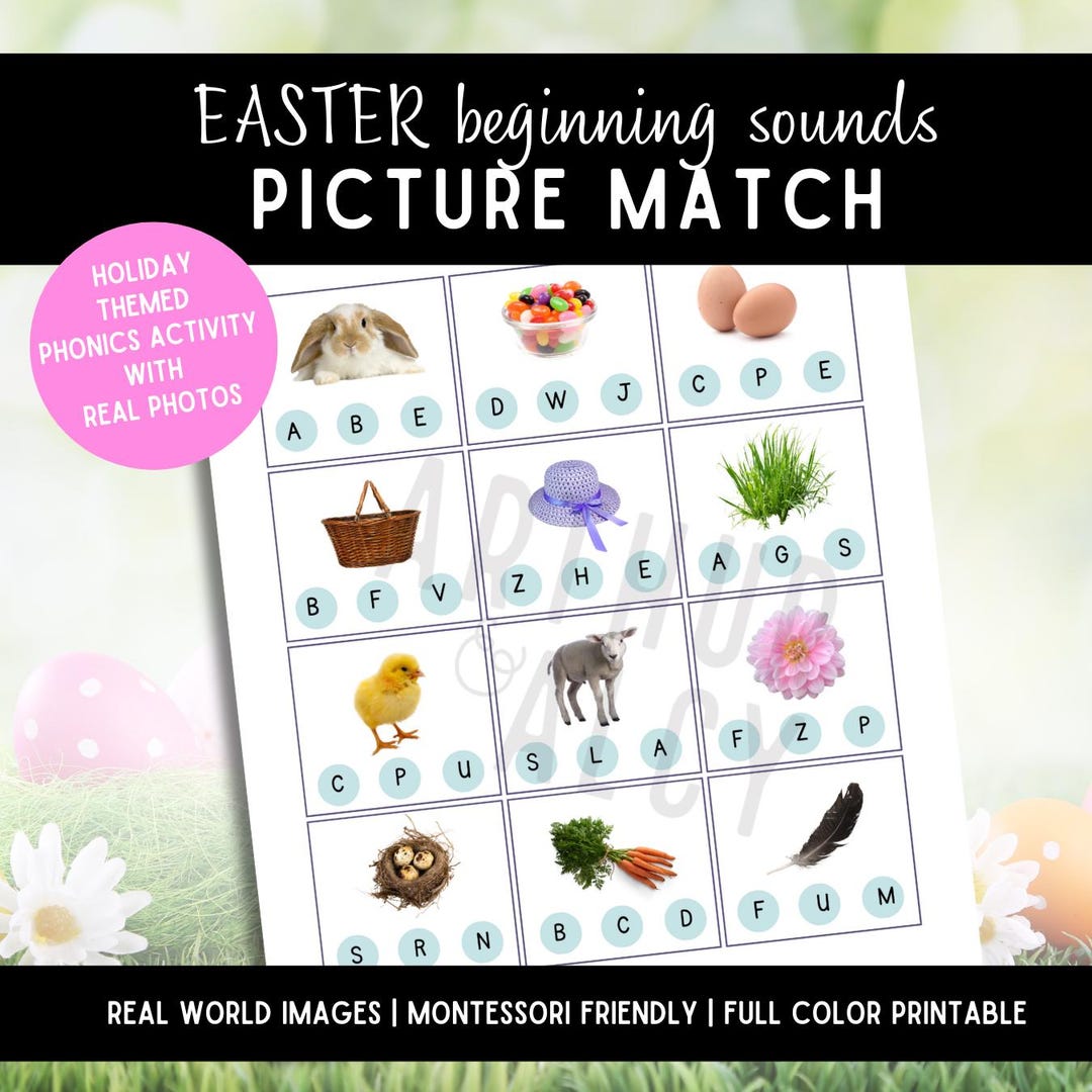 Easter Beginning Sounds Worksheet: Phonics Printable (PDF) - Etsy