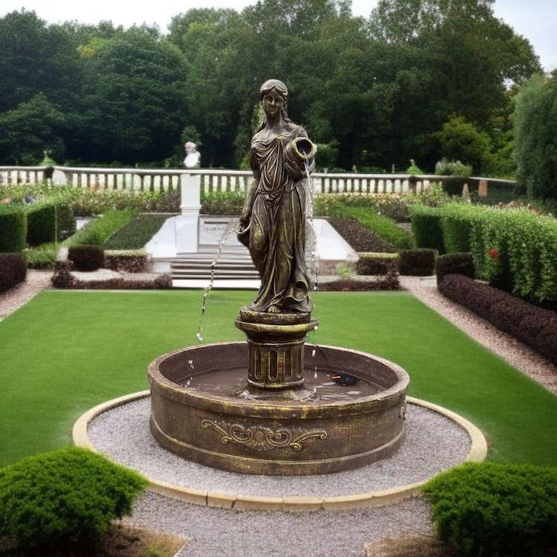 Massive APPOXIMATELY 6-foot Tiered Concrete Water Fountain | "lady With ...