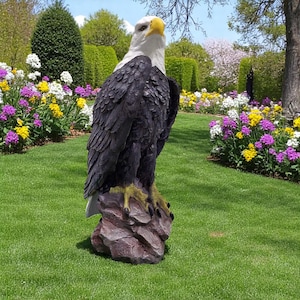 24" Solid Concrete Life-size American Bald Eagle Statue Eagle Statue ...