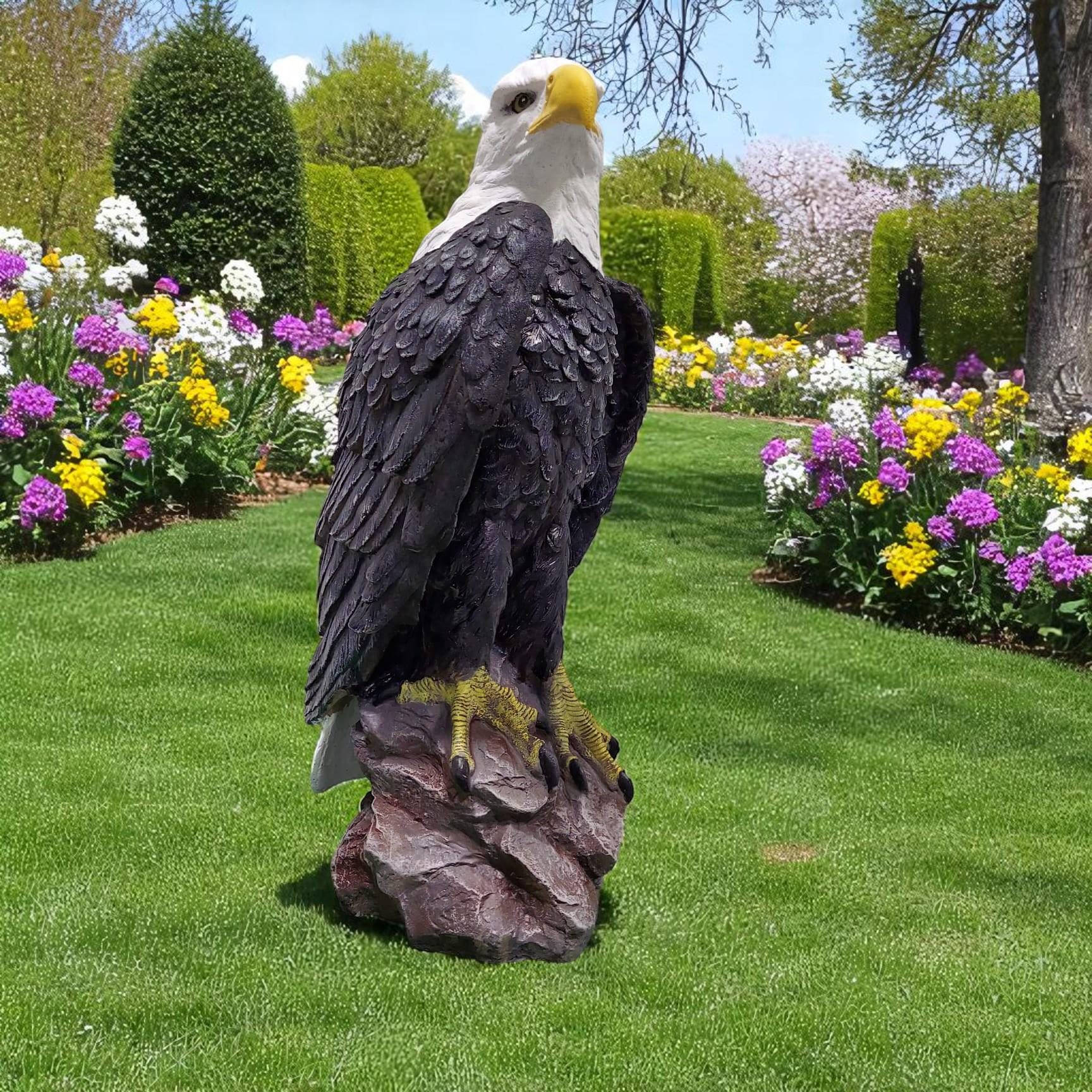 24" Solid Concrete Life-size American Bald Eagle Statue Eagle Statue ...