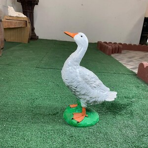 Large 15" Solid Cement Goose Statue, Handmade American Dress up Goose ...