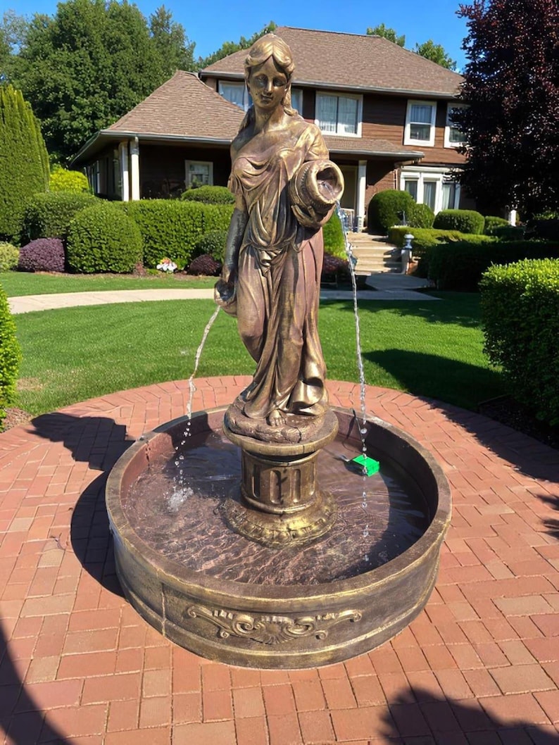 Massive APPOXIMATELY 6-foot Tiered Concrete Water Fountain | "lady With ...