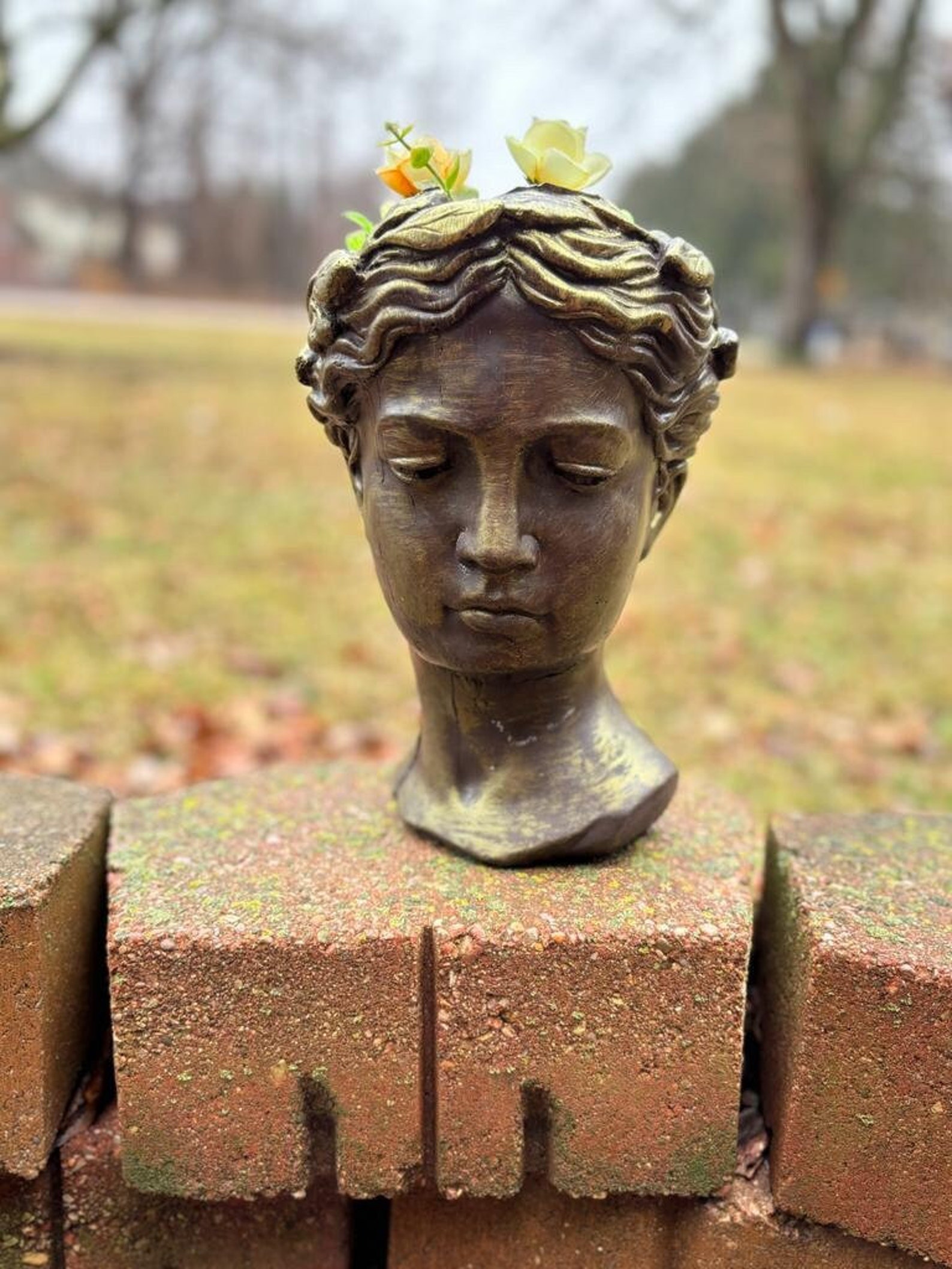 10" Solid Concrete Flower Pot, Finest Stone Finish Decor, Face Flower ...