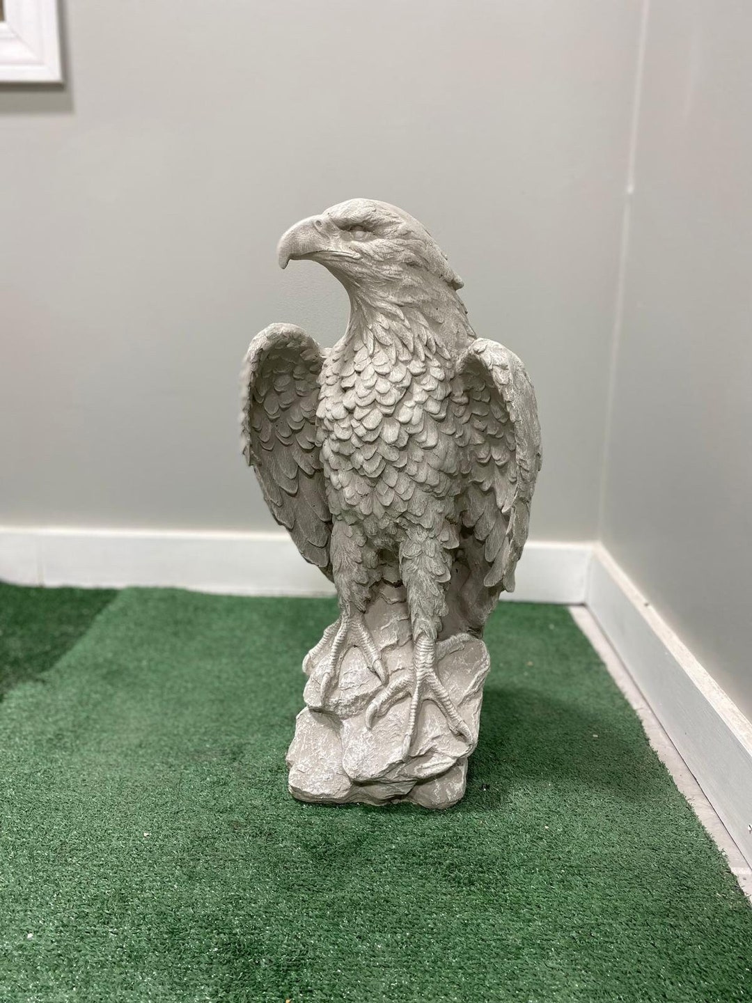 MASSIVE 70LB, 24" Concrete American Bald Eagle Statue, Weatherproof ...