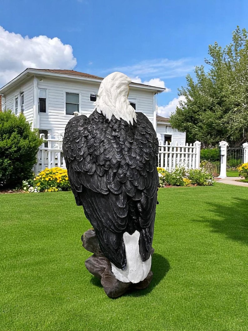 24" Solid Concrete Life-size American Bald Eagle Statue Eagle Statue ...
